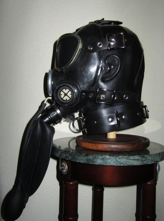 Fetish HEAVY RUBBER System 3-in-1 Gas Mask BONDAGE HELMET Rebreather L ...